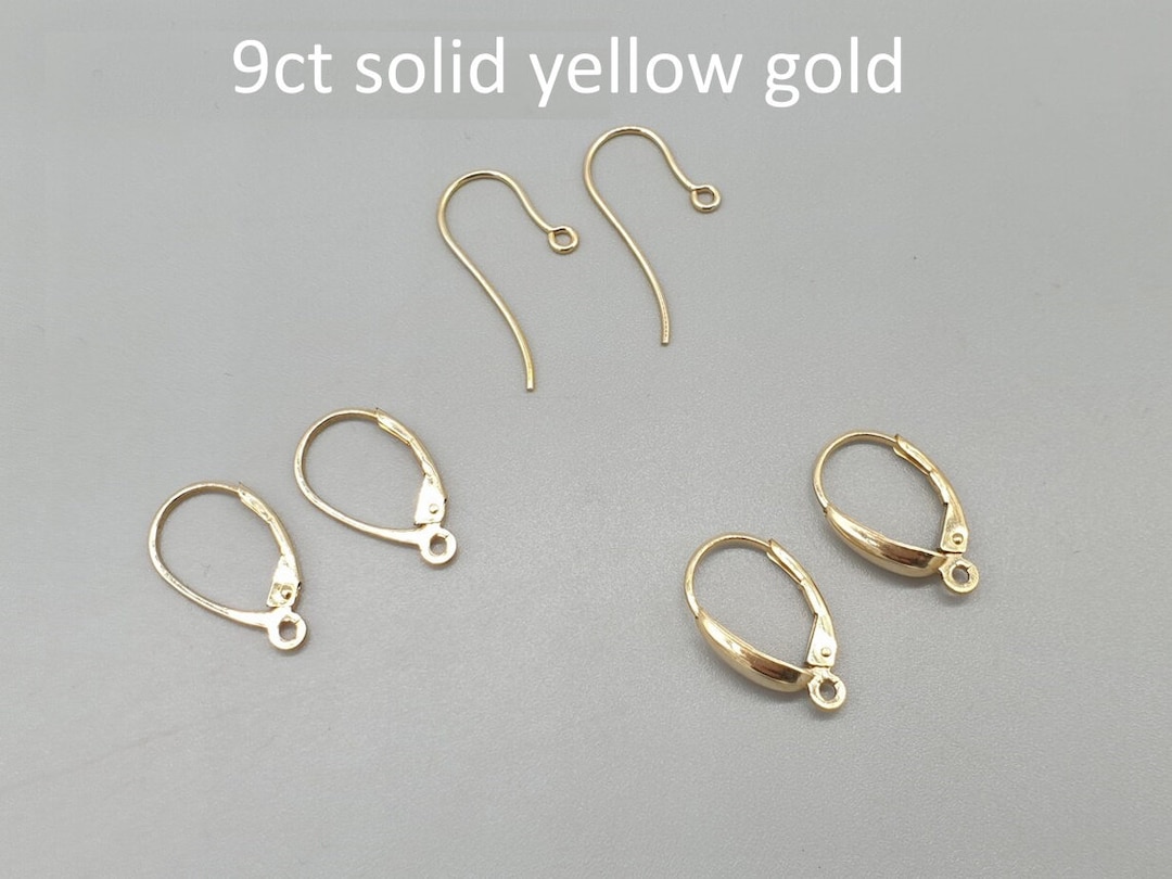 Pair of 9ct Yellow Gold Earring Hook Settings, Ear Wire Continental ...