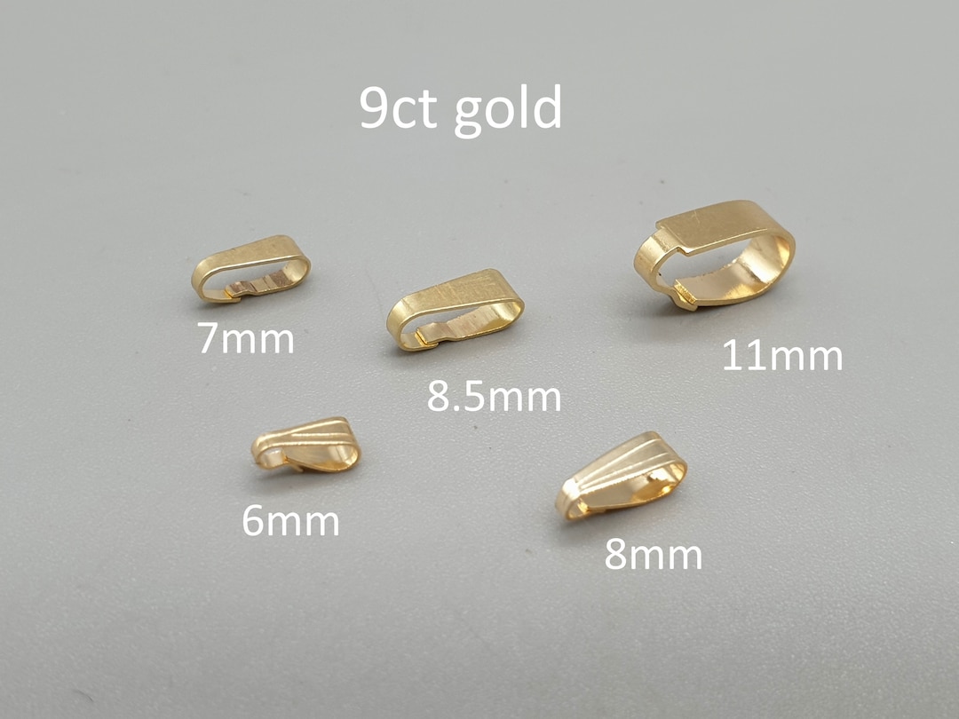 9ct Yellow Gold Clip Bail 1 Piece, 9K 375 Gold Snap on Bail for Pendant ...