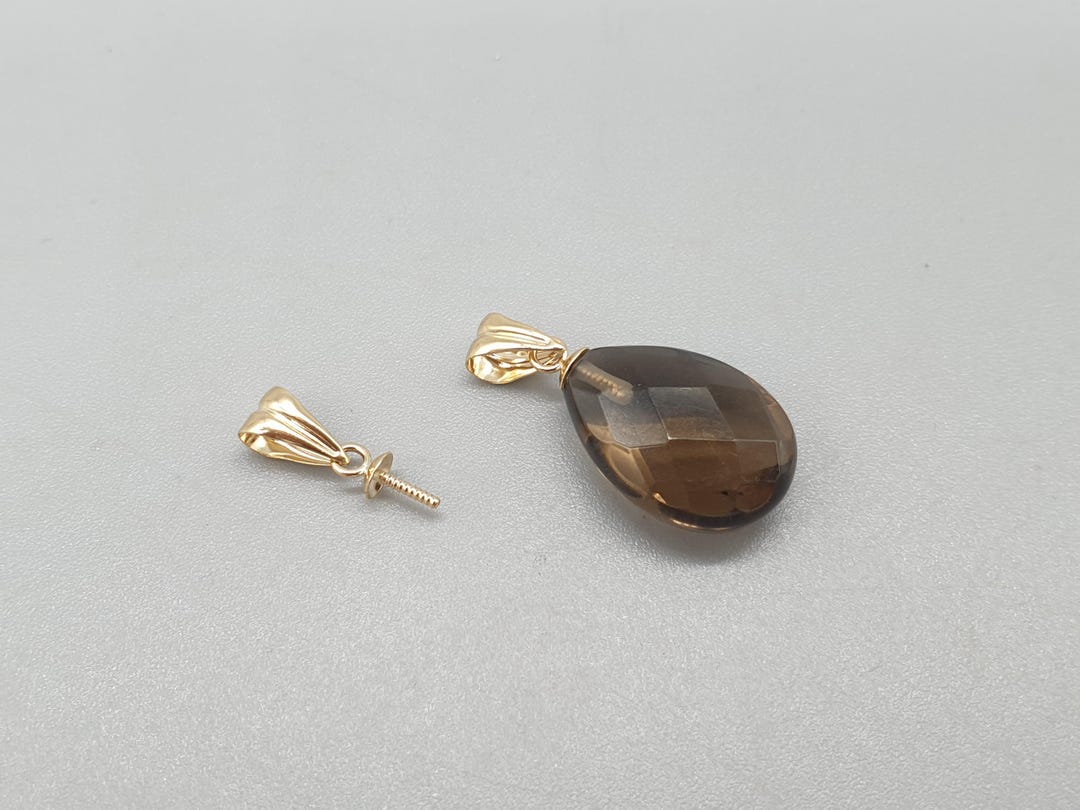 1pc 9ct Yellow Gold Grooved Bail With 3mm Cup and Peg, Pendant Setting ...