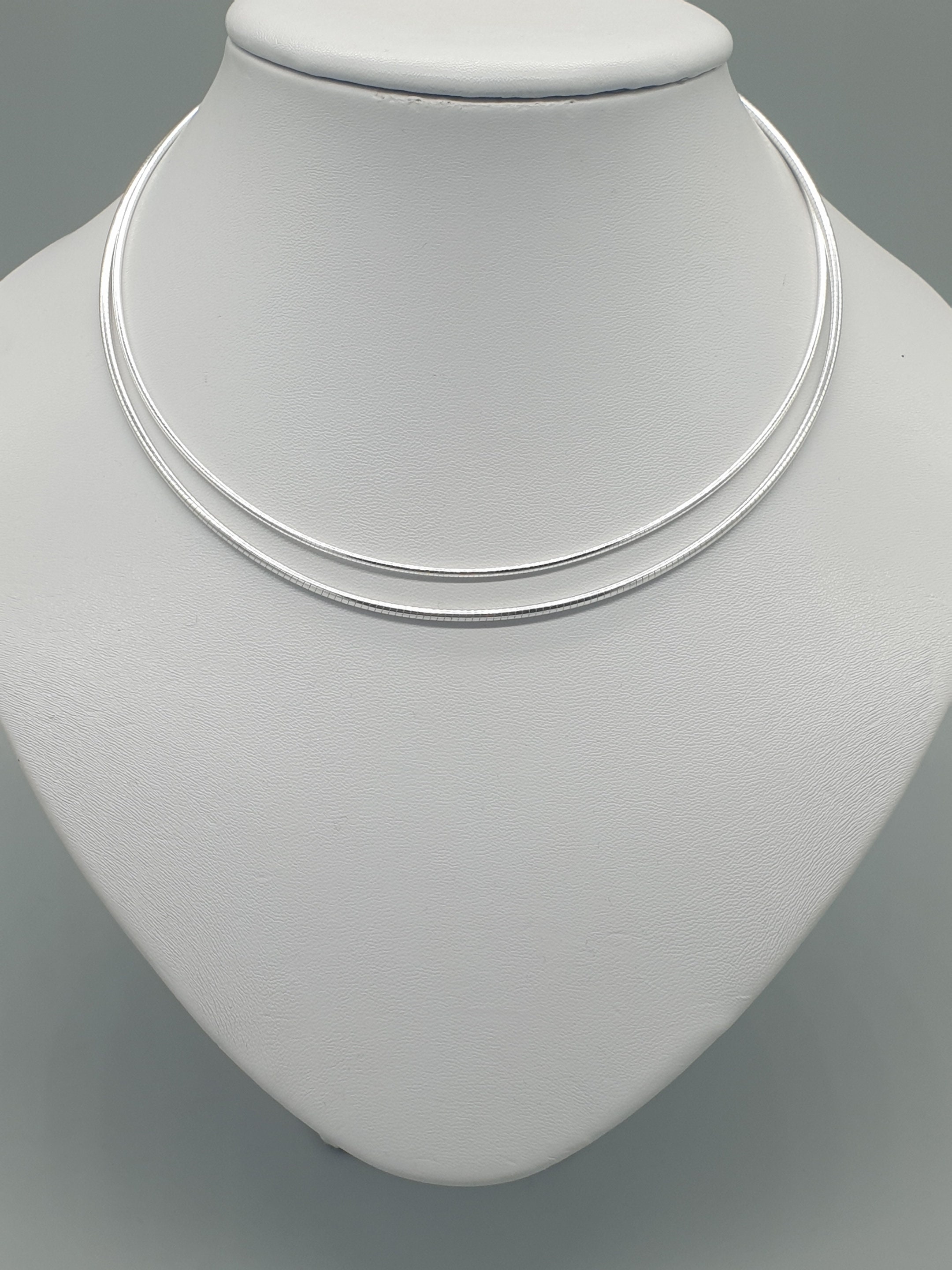 925 Sterling Silver Omega Chain Snake Wire Choker Necklace - Etsy