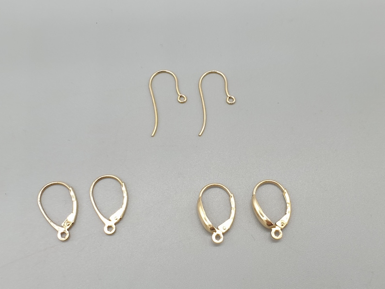 Pair of 9ct Yellow Gold Earring Hook Settings, Ear Wire Continental ...