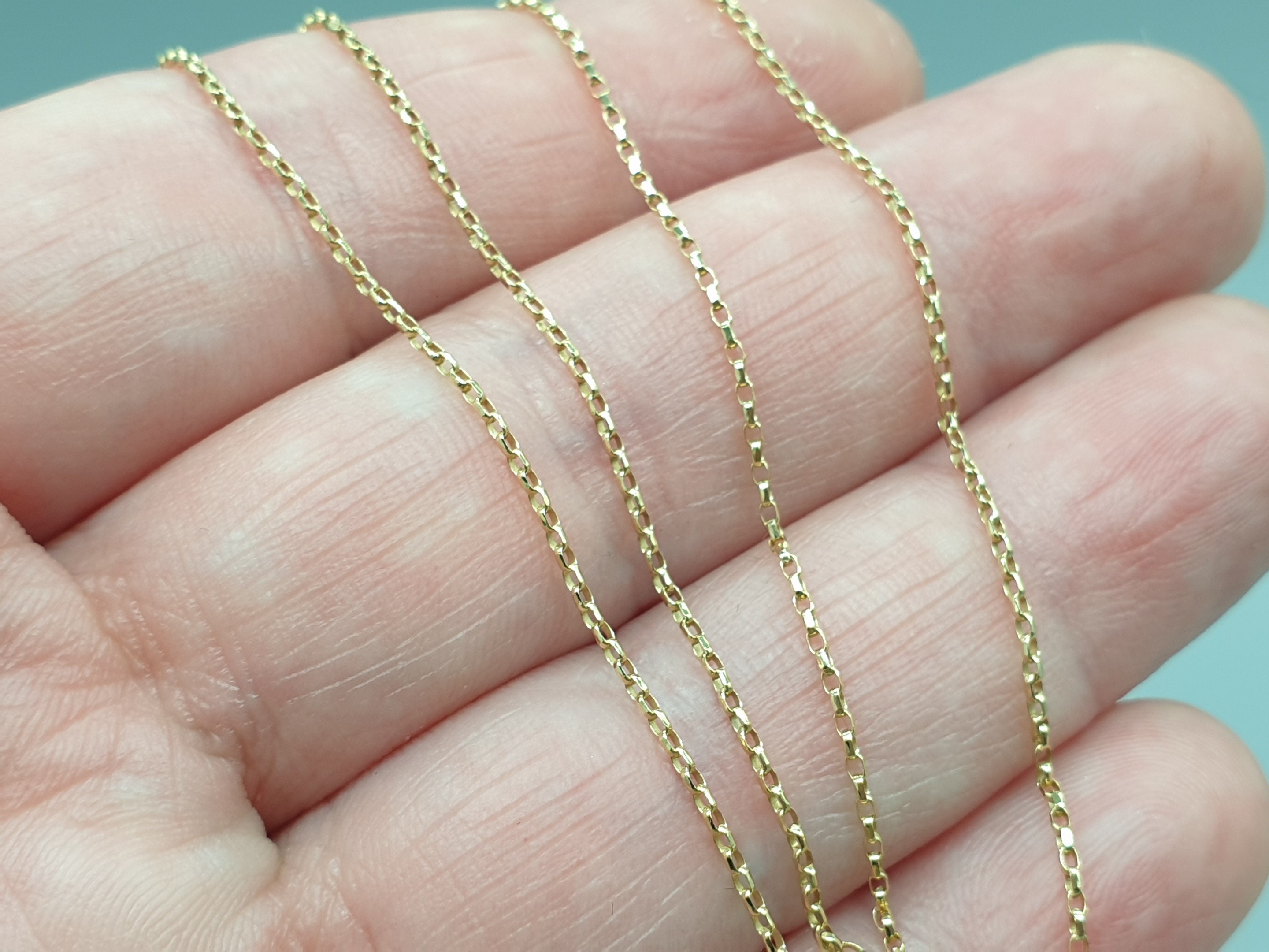 Sparkly 9ct Yellow Gold Chain 1.1mm Diamond Cut Belcher Chain 14" 16 ...