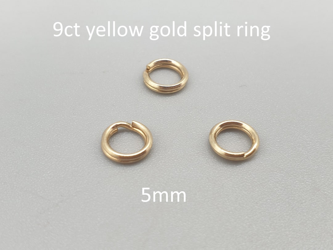 9ct Solid Yellow Gold Split Ring 5mm 1 Piece, Safety Attach Charm Stone Clasp to Bracelet Anklet ...