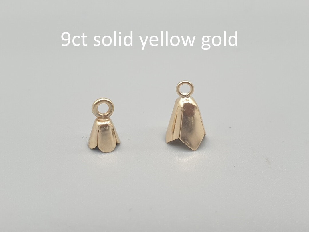 9ct 9K Gold Small and Medium Bell Cap, Pendant Earrings Making ...
