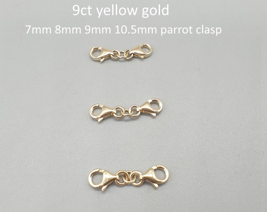 9ct Yellow Gold Two Parrot Clasp Connector, 7mm 8mm 9mm 10.5mm Lobster ...