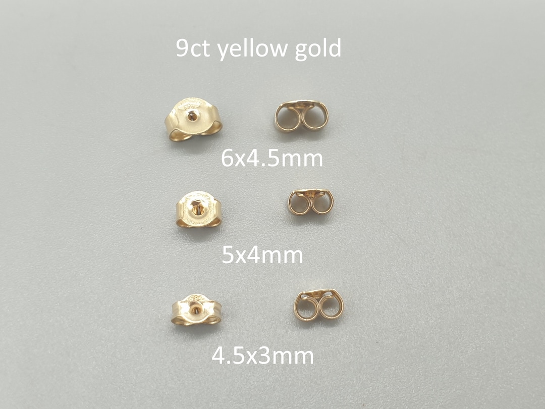 Pair of 9ct Solid Yellow Gold Butterfly Earring Backs, 9K Solid Yellow ...