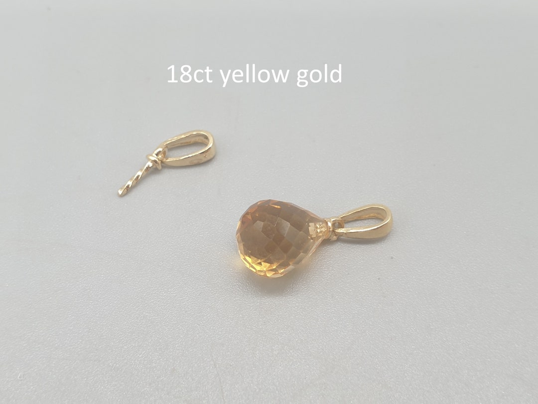 18ct Yellow Gold Bail With Threaded Peg, 18K 750 Glue on Pendant ...