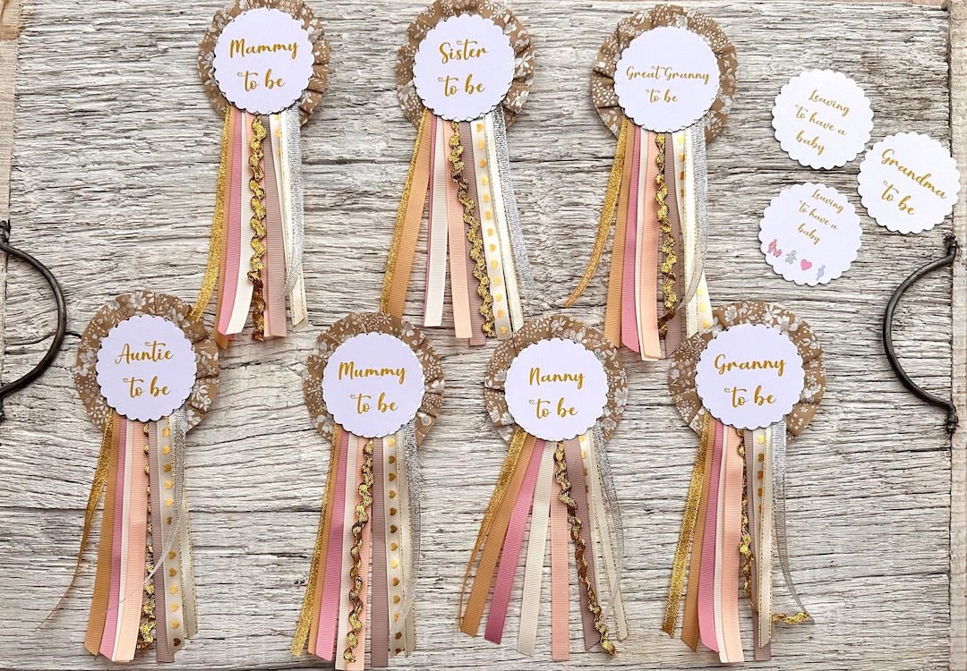 Baby Shower Badge, Mummy to Be, Family Badges, Neutral Cream & Beige ...