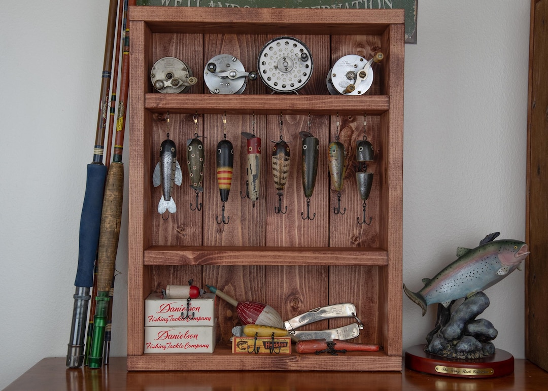 Rustic Wood Fishing Lure Display Case: Reel Shadow Box - Etsy