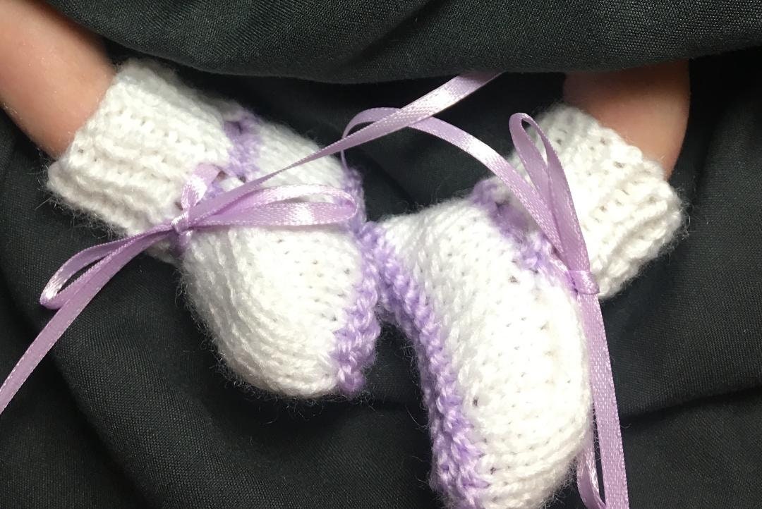 Purple and White Micro Preemie Booties - Etsy