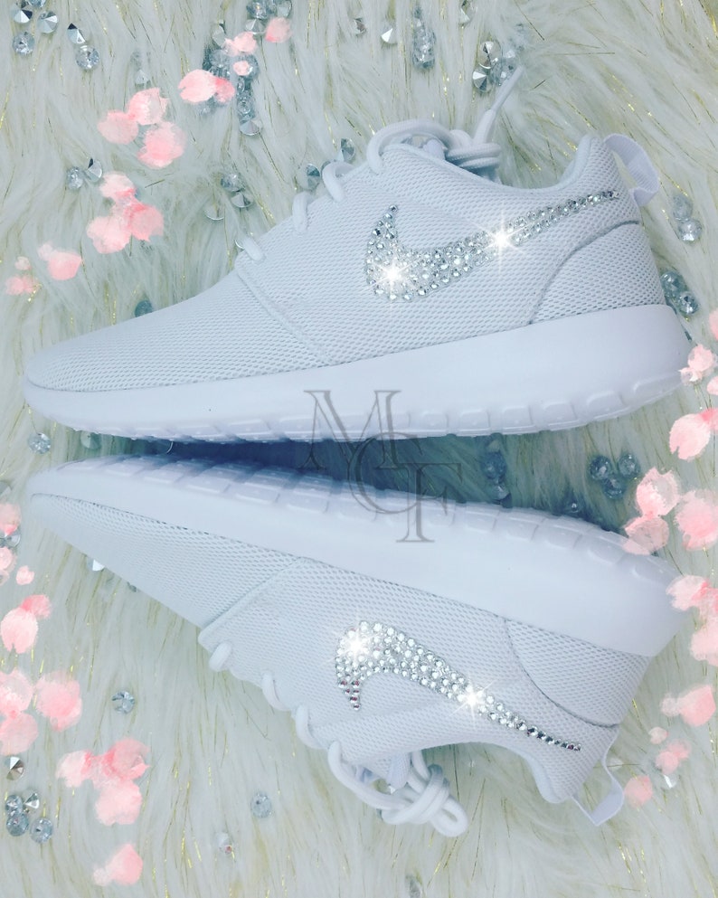 White Nike Roshe Customized With Swarovski Crystals - Etsy