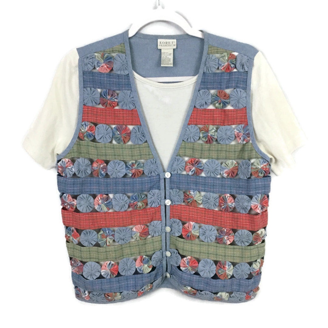 Vintage Patchwork Pinwheel Vest Koret Francisca Shirt, - Etsy