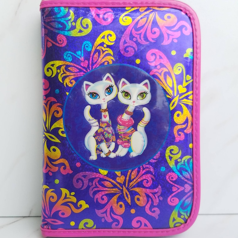 Vintage Y2K Lisa Frank Organized Zipper Mini Binder 2 White Glittery ...