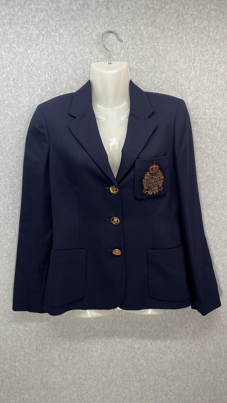 Vintage Lauren Ralph Lauren Blazer: Navy Blue Crested Patch, Petite ...