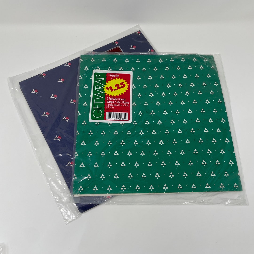 Vintage Y2K Unique Green and Blue Patterned Wrapping Paper in Package ...