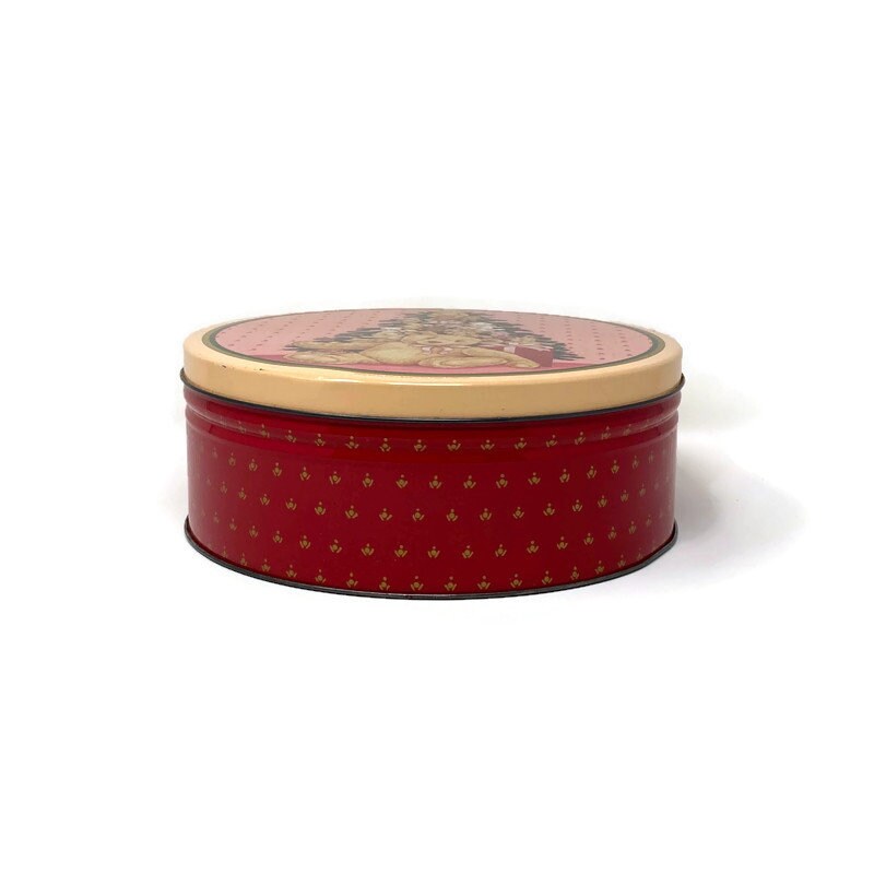 Vintage Teddy Bear Christmas Tin Round Carol Bryan Artist the - Etsy