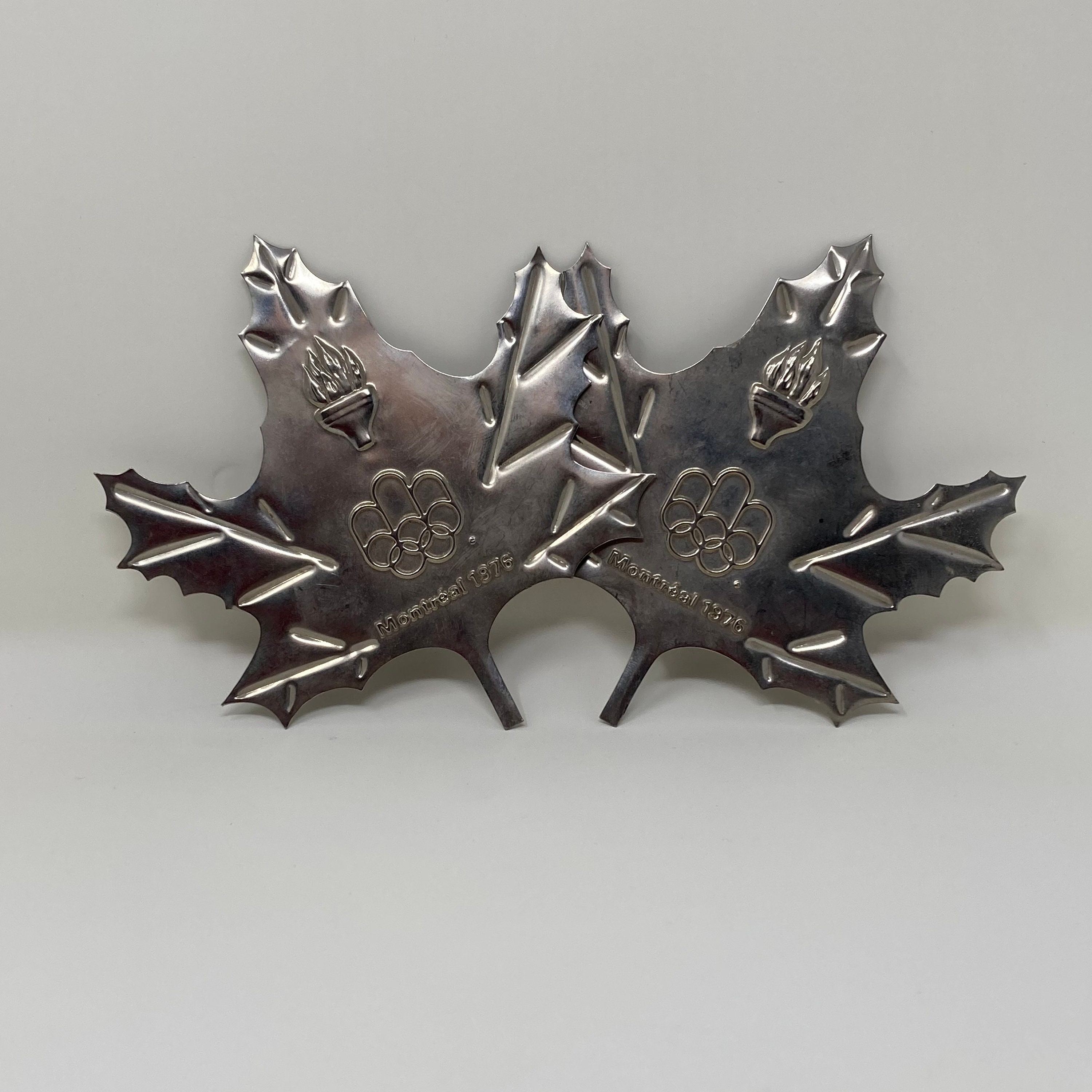 Vintage Olympics Metal Stamp Cut Maple Leaf Montreal Canada 1976 Set of ...