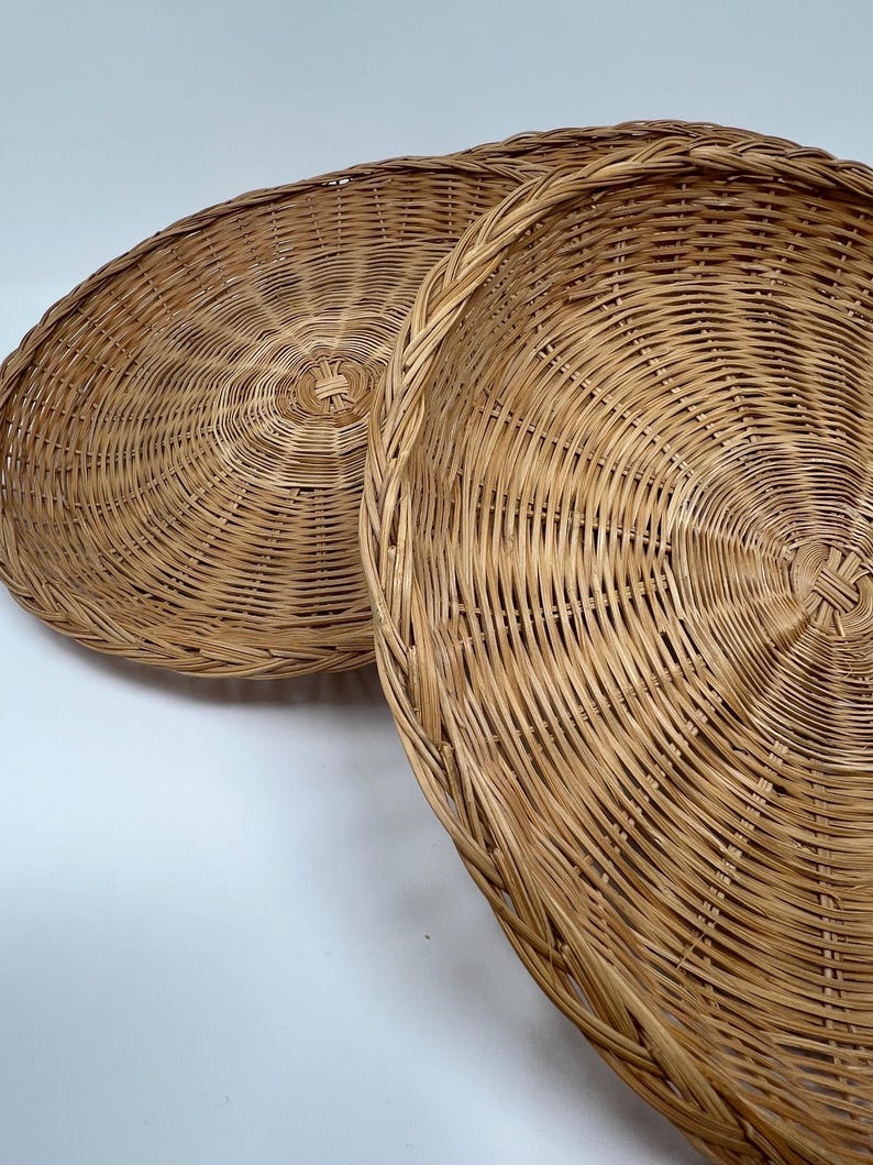 Vintage Set of 4 Thick Wicker Paper Plate Holders 9 Paper Plate, Wicker ...