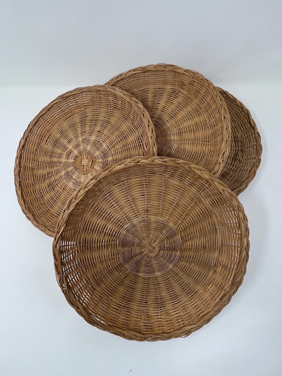 Vintage Set of 4 Thick Wicker Paper Plate Holders 9" Paper Plate ...