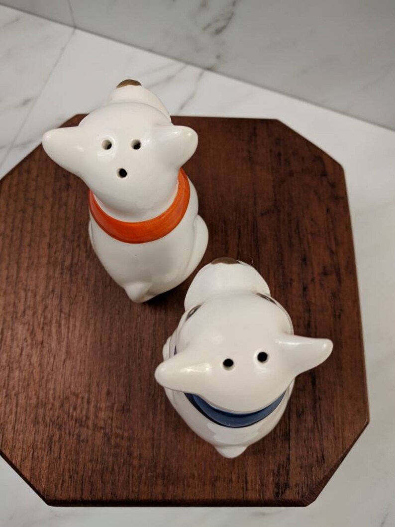 Vintage White Dog Salt and Pepper Shakers Collectable Knick Knack ...