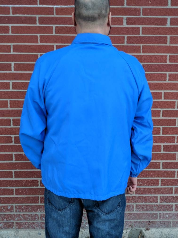 Vintage Snap Button Solid Blue Jacket, Long Sleeve Light Weight, Newell ...