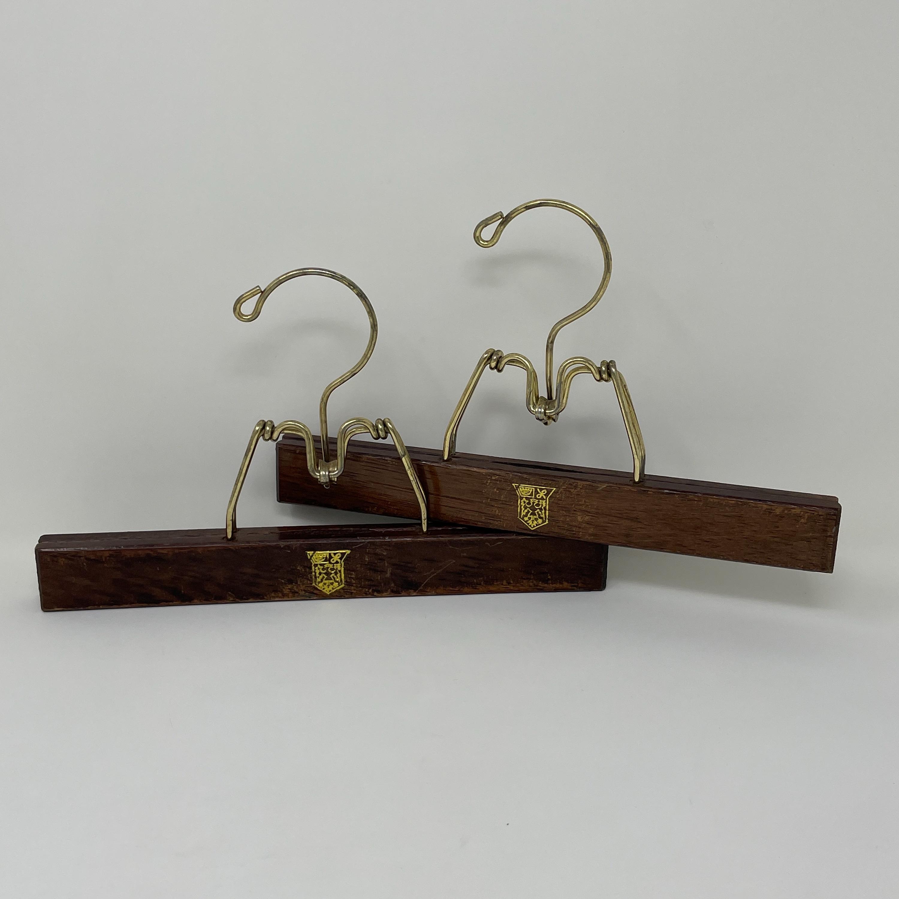 Vintage Wooden Hangers Lee Rowan Set of 2 Gold Accent Skirt, Slacks ...