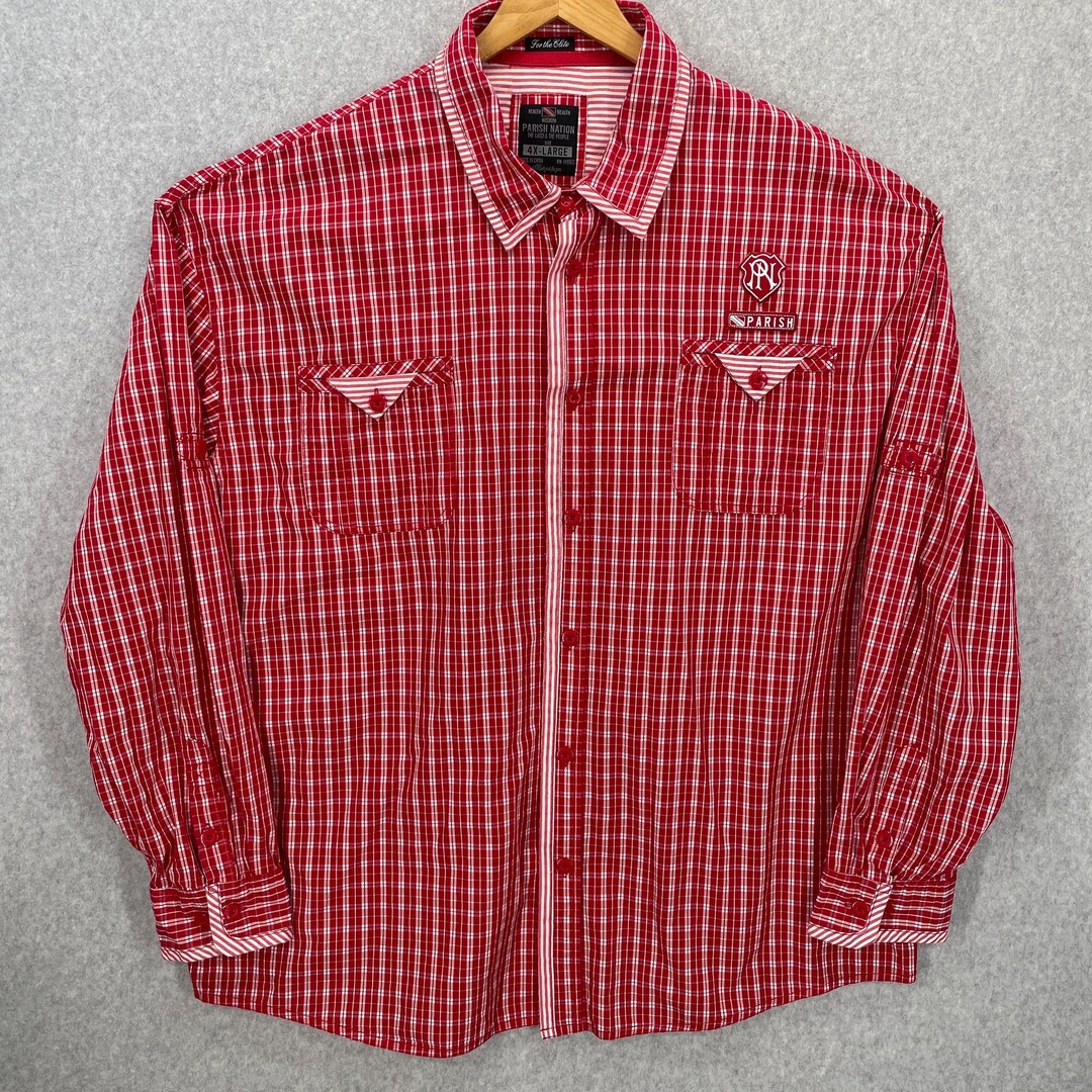 Vintage Y2K Parish Nation Red White Gingham Design XXXXL Long Sleeve ...