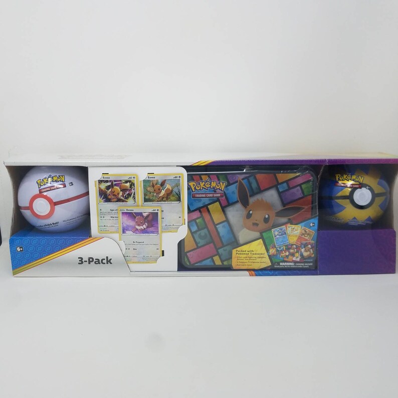 NIB Exclusive Pokémon Eevee Chest 2 Poke Balls, Tin Booster Limited ...