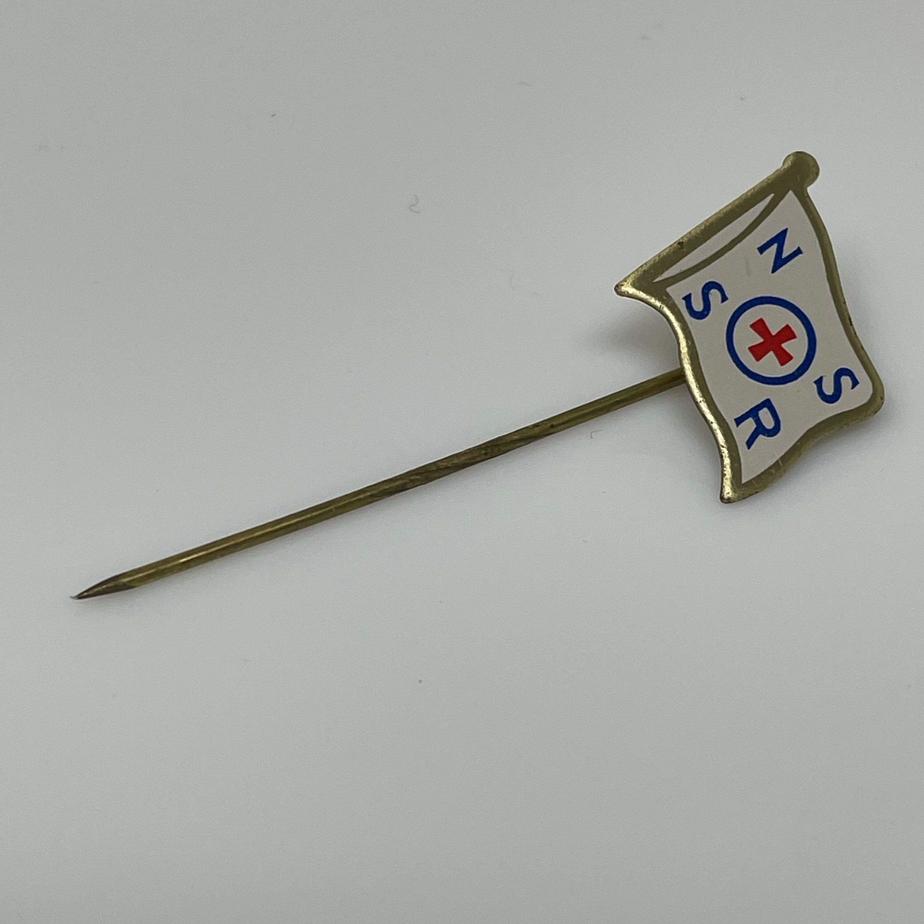 Vintage White Flag NSSR Red Cross Gold Tone Metal Stick Pin, Delicate ...