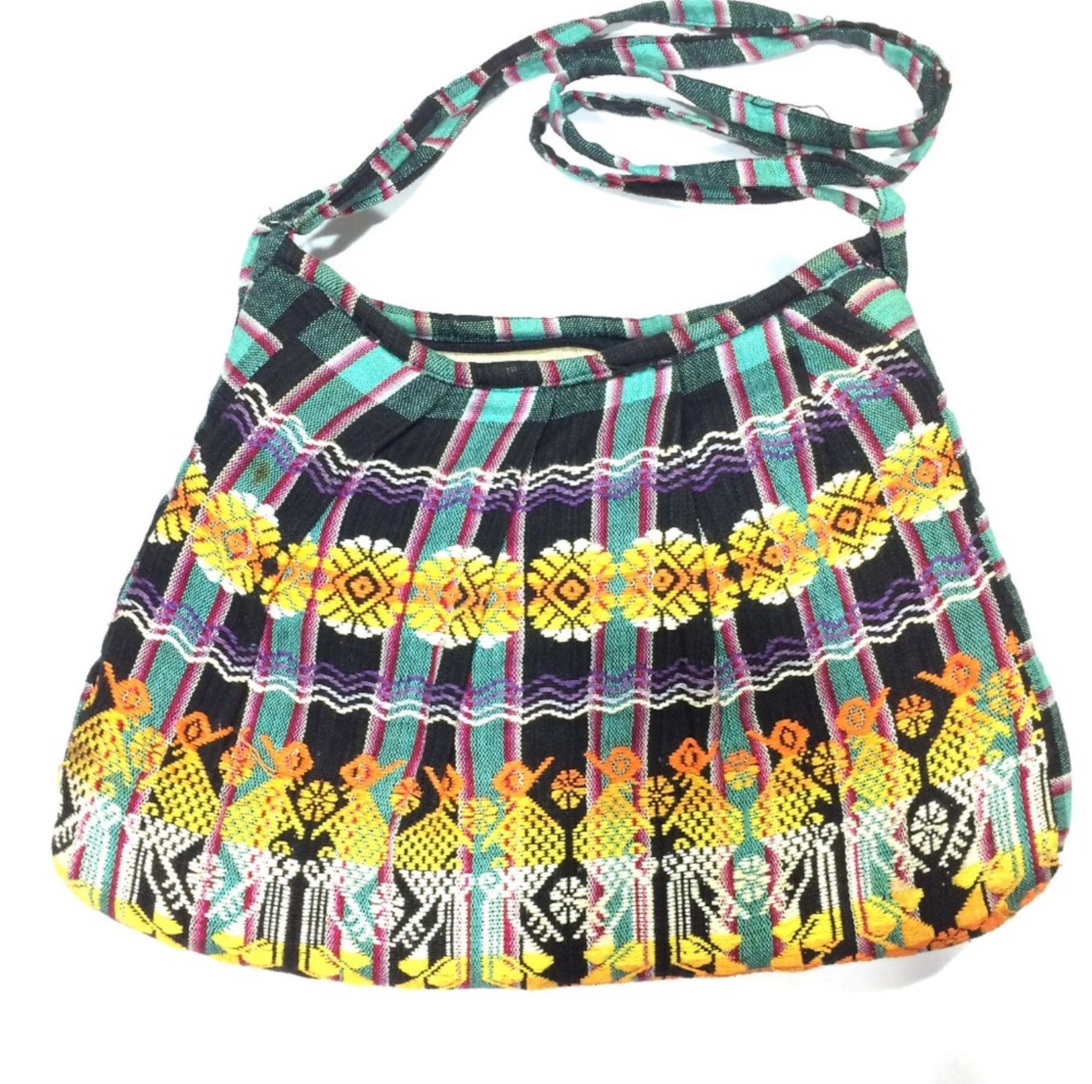 Vintage 60s 70s Handmade Over Shoulder Hand Bag Multi Color Flower ...
