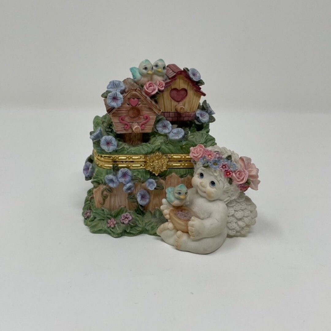 Vintage 90s Morning Glory Birdhouse Angel Baby Delicate Floral Spring ...