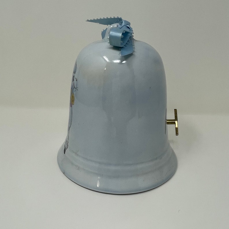 Vintage Porcelain Ceramic Musical Bell Baby Lamb Baby Blue Nursery ...