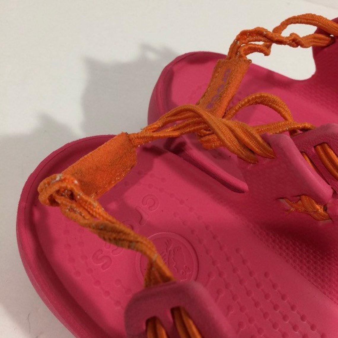 Vintage Crocs Pink Orange Ballet Flat Waterproof Rare HTF Cord Back ...