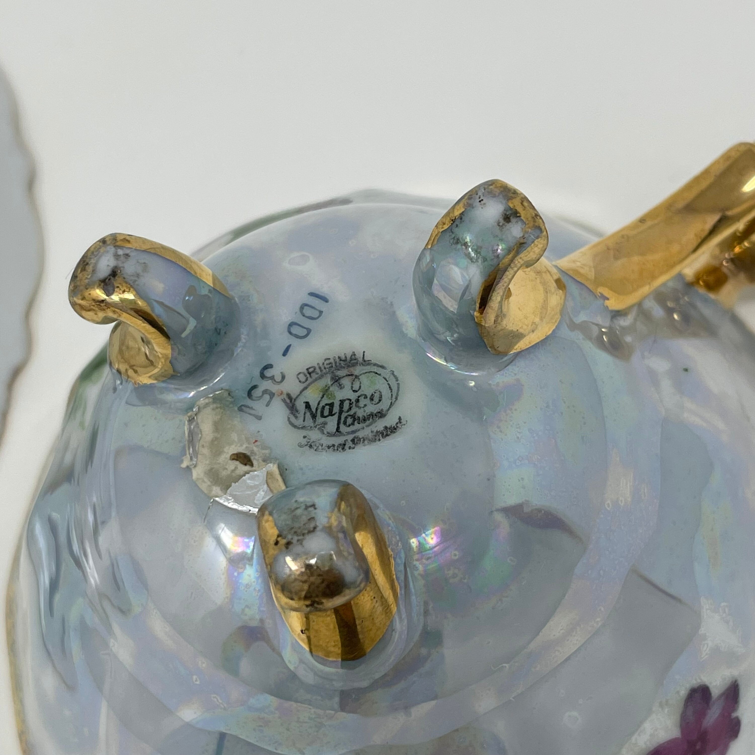 Vintage Floral Accent Opalescent/iridescent Luster Wear Footed Teacup ...