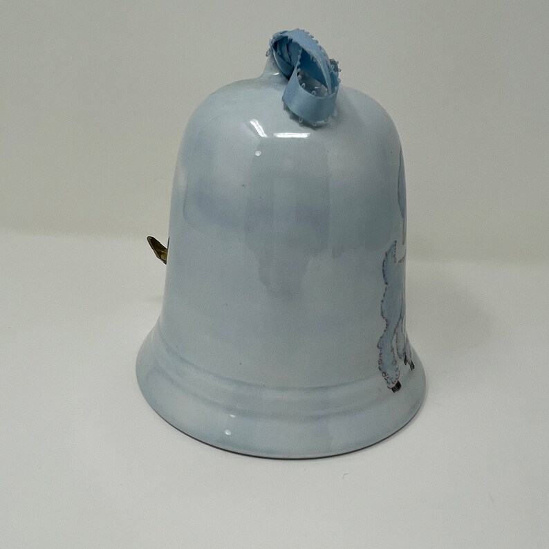 Vintage Porcelain Ceramic Musical Bell Baby Lamb Baby Blue Nursery ...