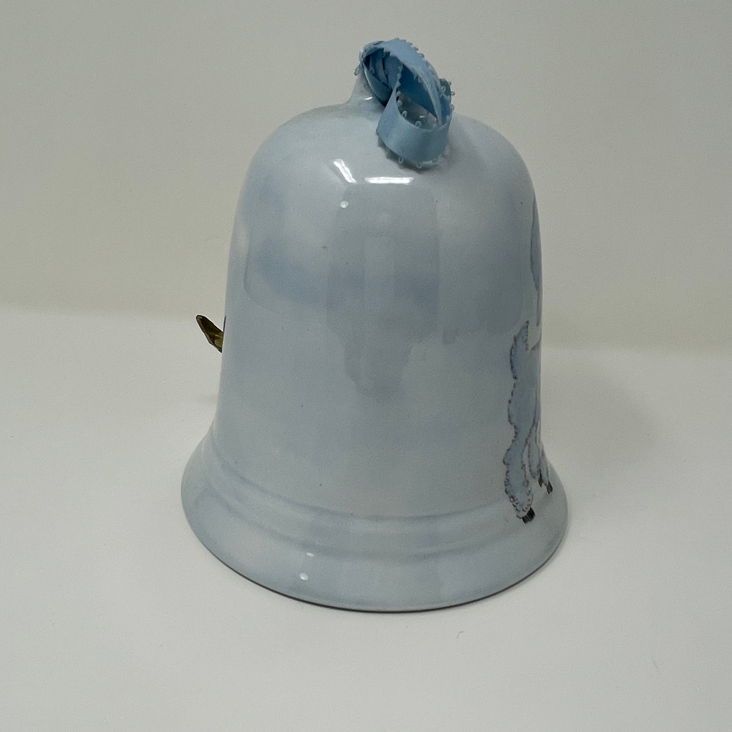 Vintage Porcelain Ceramic Musical Bell Baby Lamb Baby Blue Nursery ...