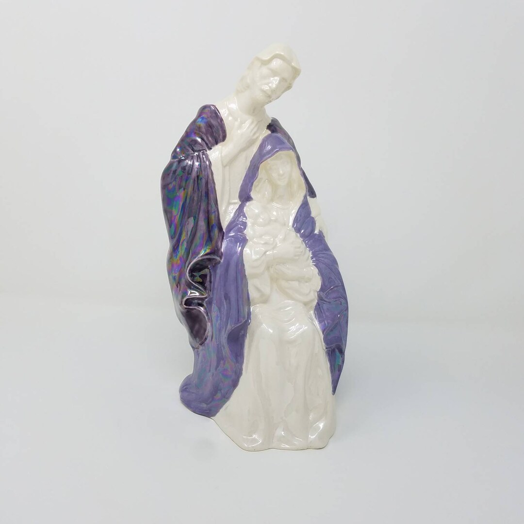 Vintage 90's Luster Wear Purple Iridescent Figure of Joseph and Virgin ...