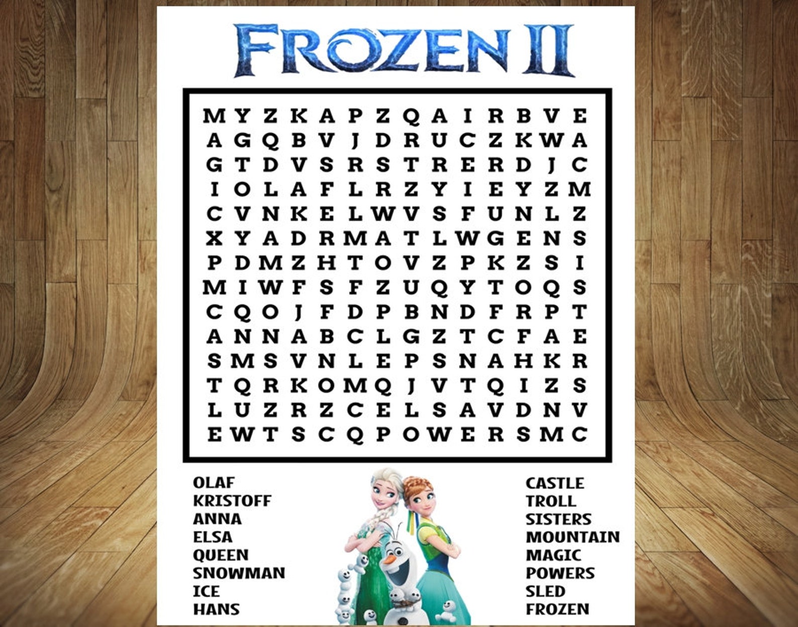 Frozen Word Search Frozen Birthday Elsa Word Search Elsa - Etsy