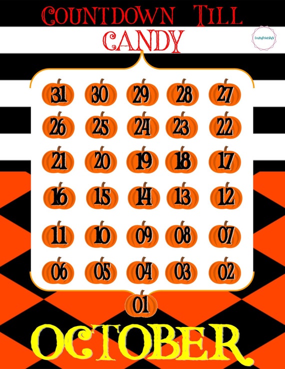 Halloween Countdown Candy Countdown Halloween Calendar | Etsy