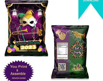 Mardi Gras Snack Labels - Etsy