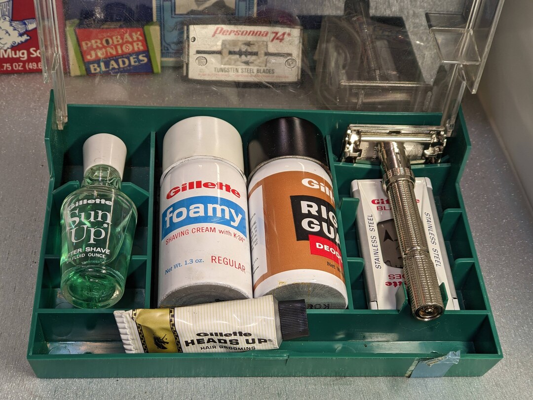 RARE 1964 Gillette Slim Adjustable SUN UP Right Guard Grooming Set in ...