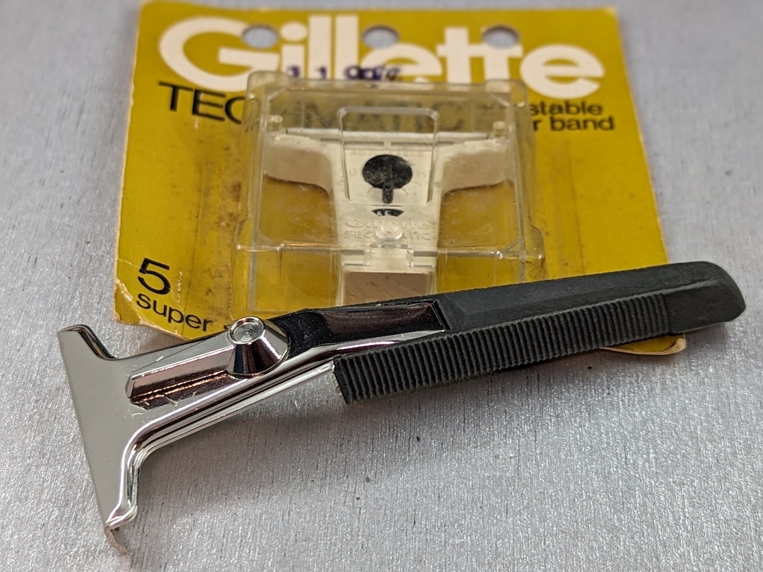 1970 Gillette Techmatic Band Single Edge Vintage Safety Razor With NEW ...