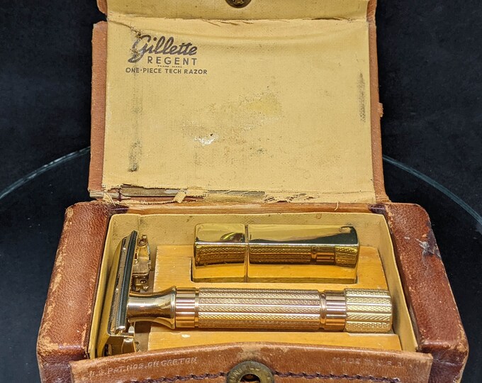 1944 Gillette REGENT TECH Vintage Safety Razor Set in Case NO Date Code ...