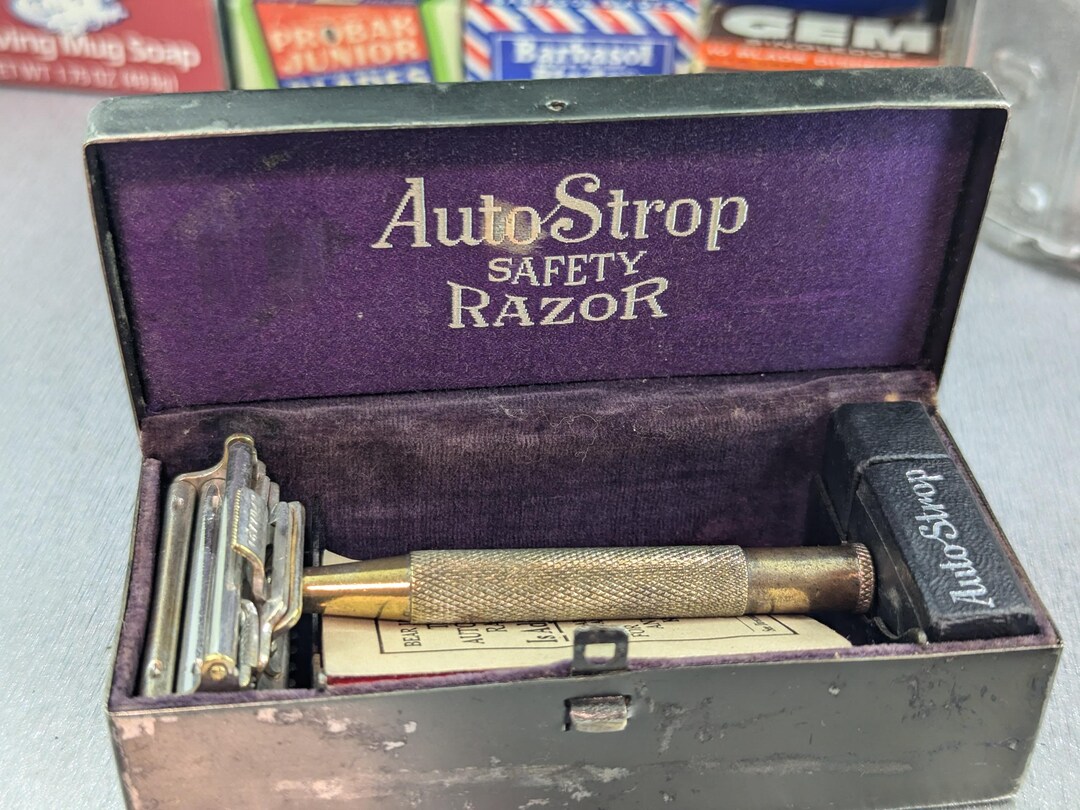 1919-1921 AUTOSTROP Model B2 Vintage Single Edge Safety Razor in Case With Blades and ...