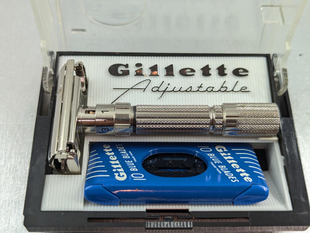 1959 Gillette FATBOY Adjustable Vintage Safety Razor Set in Case With ...
