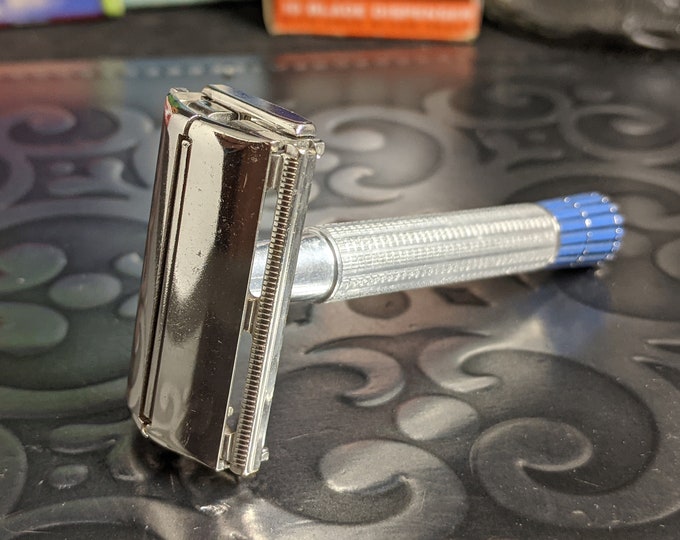 1955 Gillette BLUE Tip "light" Super Speed Vintage Safety Razor Date ...