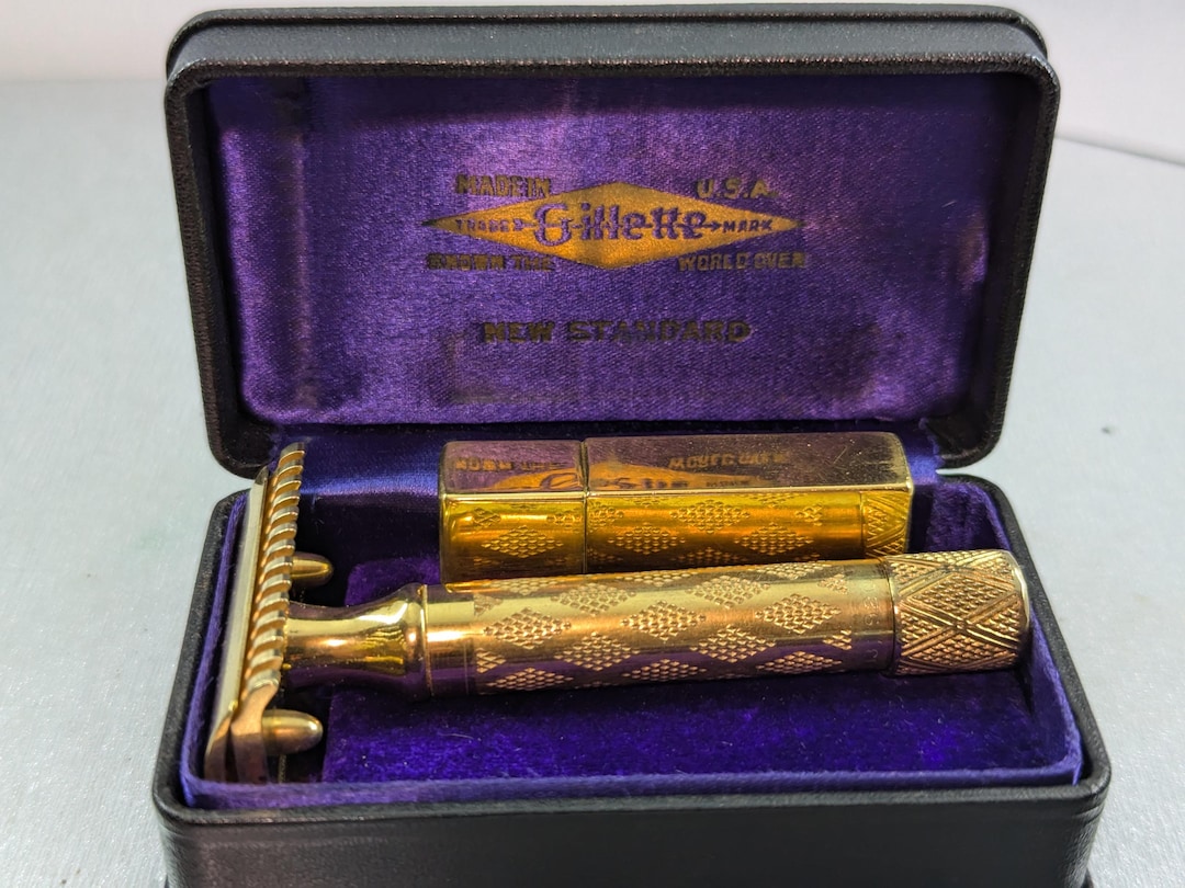 1920 NEW Improved Gillette GOLD New Standard Vintage Safety Razor Set ...