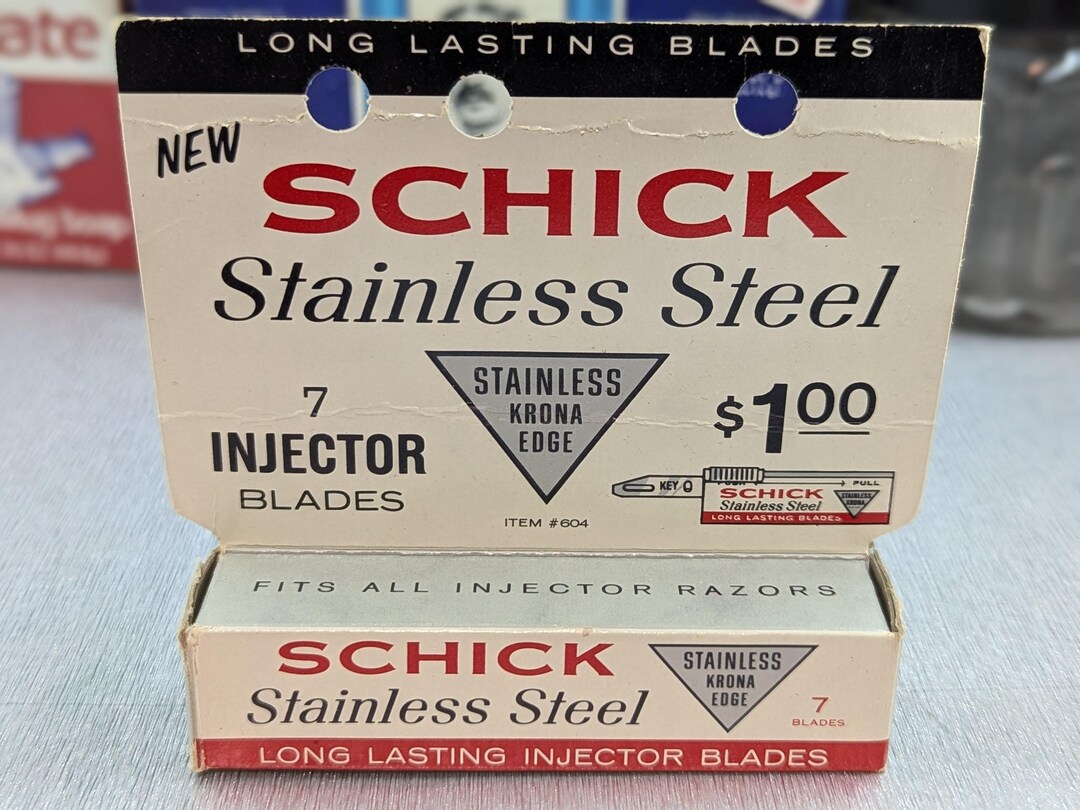 SCHICK Super Stainless Steel 7 Injector Blade Dispenser - NOS - Etsy
