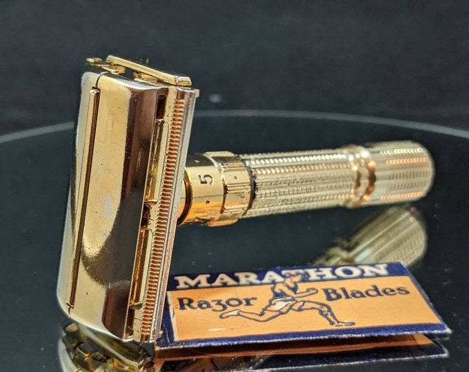 1958 Gillette Executive Fatboy Adjustable Vintage Safety Razor in 24K ...