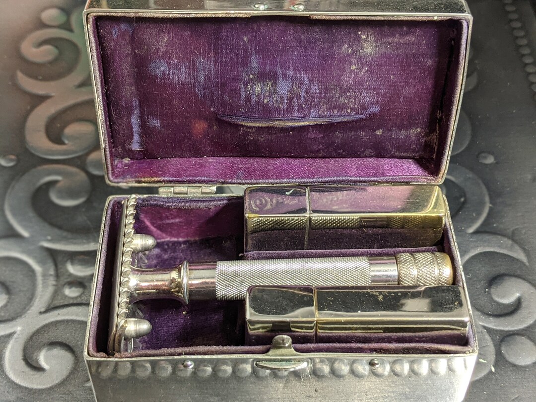 1921 Gillette Silver Old Type Single Ring Vintage Safety Razor Set in ...